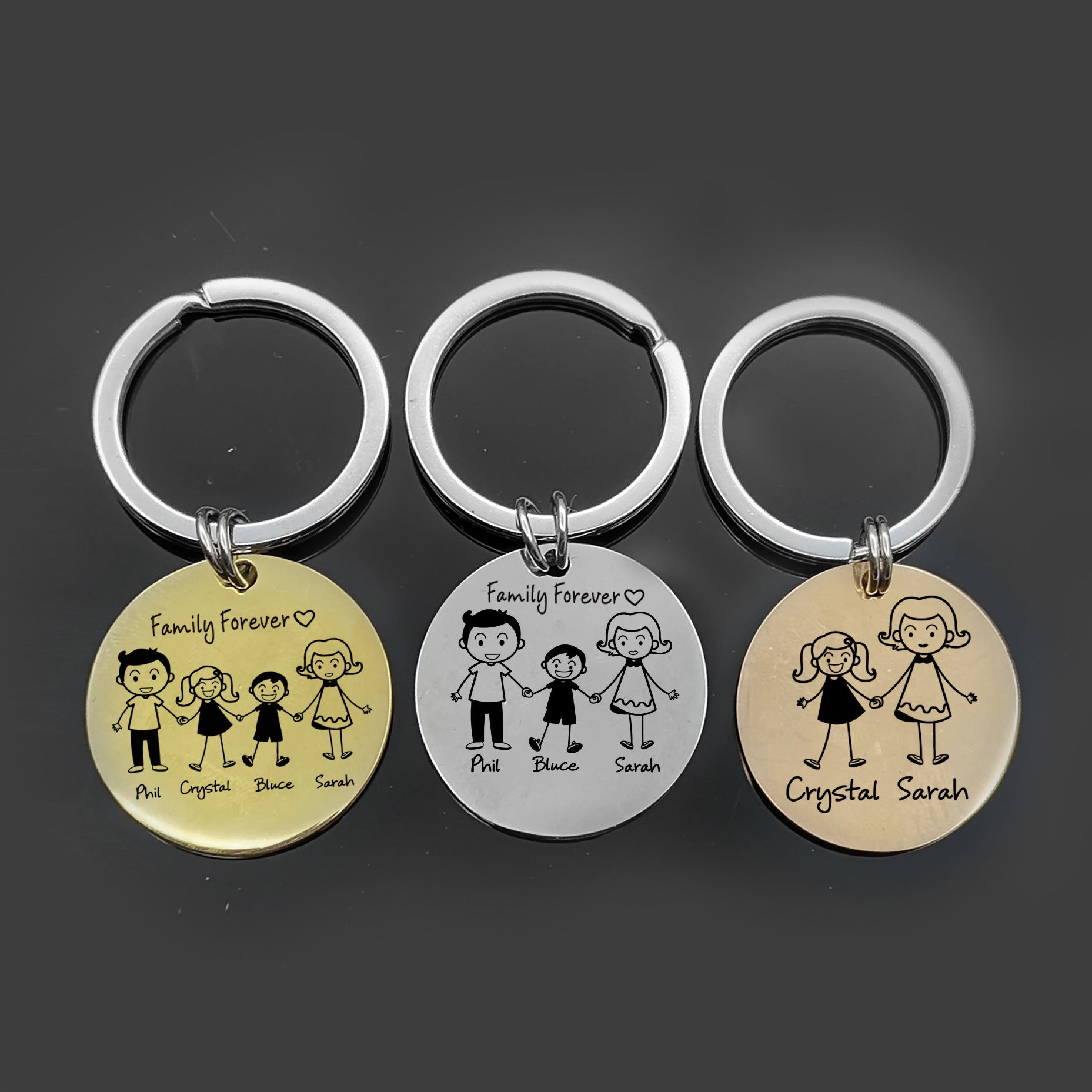 Personalized Round Family Pet Dog Name Keychain – Lighthouse Custom ...