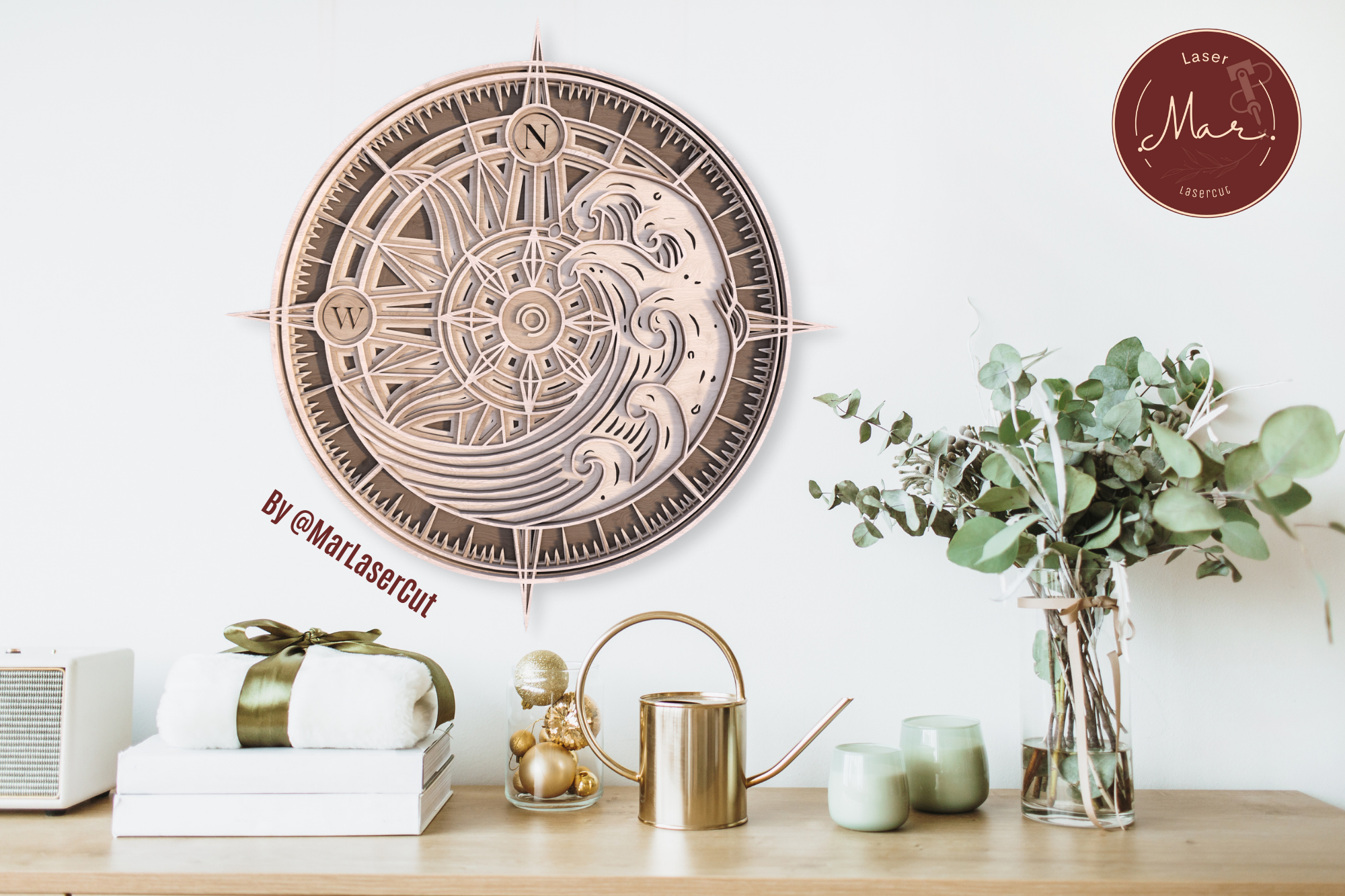 Nautical Compass Wall Hanging – Lighthouse Custom Engravers